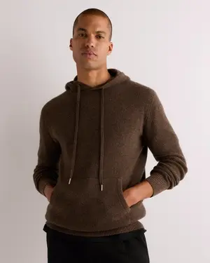 Quince 100% Mongolian Cashmere Waffle Hoodie - Brown