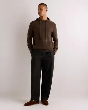 Quince 100% Mongolian Cashmere Waffle Hoodie - Brown