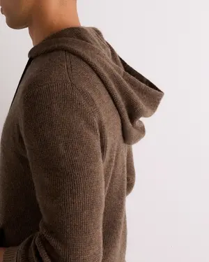 Quince 100% Mongolian Cashmere Waffle Hoodie - Brown
