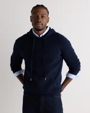 Quince 100% Mongolian Cashmere Waffle Hoodie - True Navy