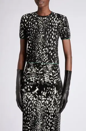 TOM FORD Lynx Jacquard Short Sleeve Sweater - Black/white