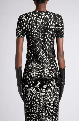 TOM FORD Lynx Jacquard Short Sleeve Sweater - Black/white