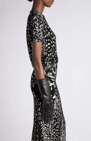 TOM FORD Lynx Jacquard Short Sleeve Sweater - Black/white