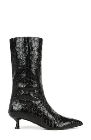 Sam Edelman Ramona 2 Croc Embossed Leather Knee High Boot - Black