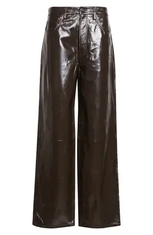 RÓHE Bruun Lacquered Baggy Leather Wide Leg Pants - Soil