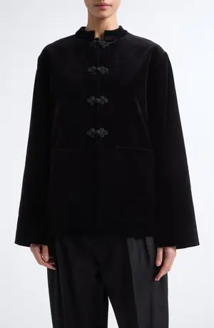 RÓHE Pankou Closure Cotton Velveteen Jacket - Black