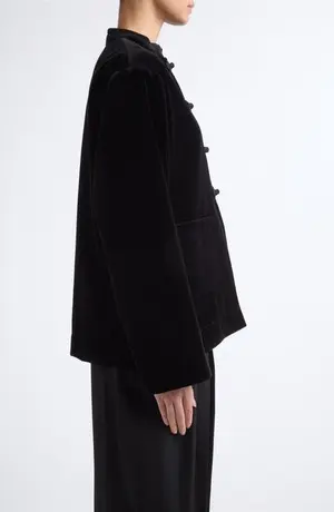 RÓHE Pankou Closure Cotton Velveteen Jacket - Black