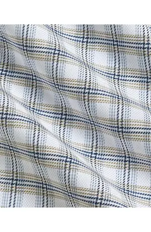 David Donahue Regular Fit Dobby Check Dress Shirt - Dune/blue