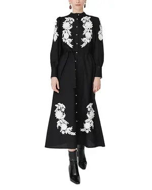 JOVONNA LONDON Button Down Applique Midi Dress