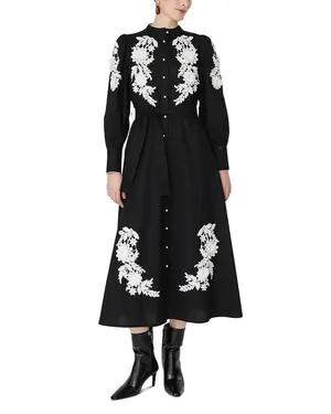 JOVONNA LONDON Button Down Applique Midi Dress