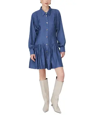 JOVONNA LONDON Button Down Drop Waist Mini Dress - Chambray