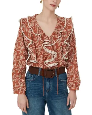 JOVONNA LONDON Ruffled Printed Blouse
