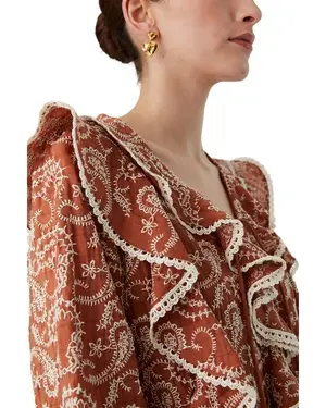 JOVONNA LONDON Ruffled Printed Blouse
