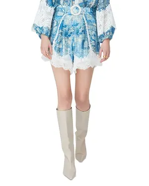 JOVONNA LONDON Printed Lace Trim Shorts