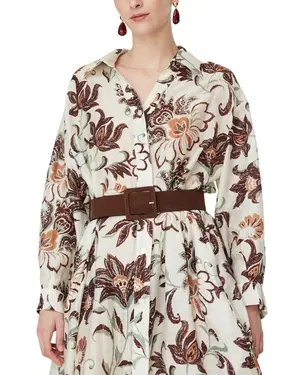 JOVONNA LONDON Belted Long Sleeve Printed Midi Dress