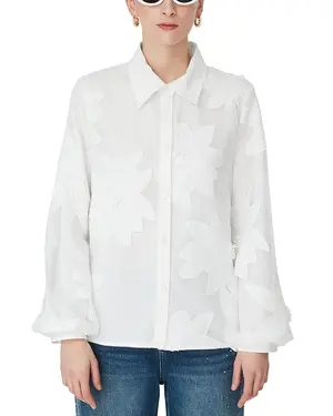 JOVONNA LONDON Lace Applique Blouse - White
