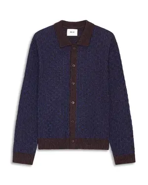 Nn07 Thor Textured Check Wool Blend Polo Sweater