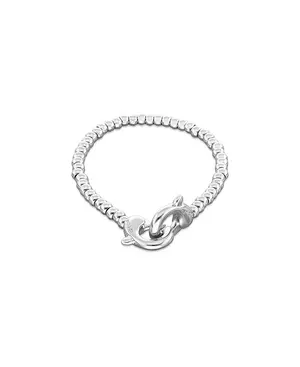 UNODE50 Sterling Plated Small Ball Bracelet With Interlocking Carabiner - Silver