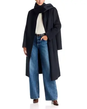 Kobi Halperin Olivia Wool Blend Coat With Scarf - Black