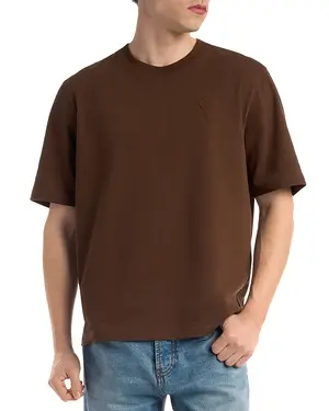 AMI Paris Tonal Embossed Tee - Chocolate