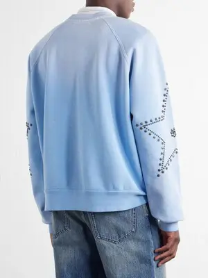 SATOSHI NAKAMOTO Star Stud-embellished Paint-splattered Cotton-jersey Sweater