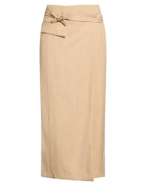 GAELLE PARIS Midi Skirt Camel Size Polyester, Elastane