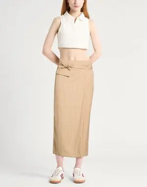GAELLE PARIS Midi Skirt Camel Size Polyester, Elastane