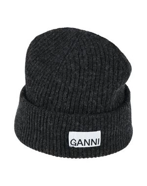 GANNI Hat Charcoal Size Wool, Recycled Wool, Recycled Polyamide