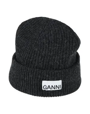 GANNI Hat Charcoal Size Wool, Recycled Wool, Recycled Polyamide