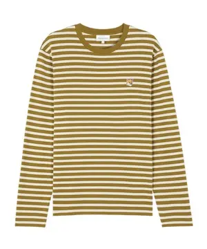 Maison Kitsuné Fox Head Patch Striped T-shirt - Brown