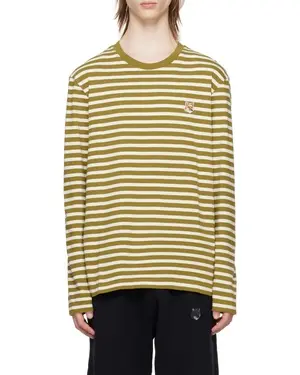 Maison Kitsuné Fox Head Patch Striped T-shirt