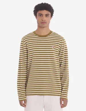 Maison Kitsuné Fox Head Patch Striped T-shirt