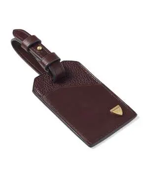 ASPINAL OF LONDON Large Leather Luggage Tag - Brown