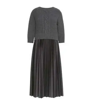 Max Mara Jersey Midi Dress With Virgin Wool Sweater - Grey