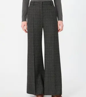 Max Mara Virgin Wool Check Flared Trousers