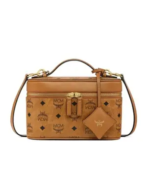 Mcm Monogram Vanity Shoulder Bag - Brown