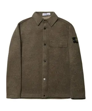 Stone Island Logo Patch Overshirt Jacket - Brown