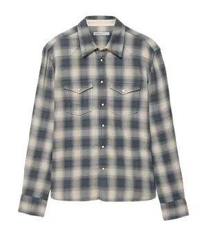 ALLSAINTS Organic Cotton Flannel Brook Shirt - Blue