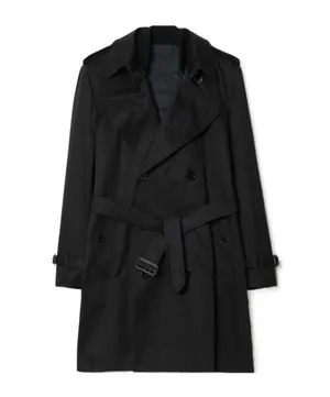 Burberry Double Breasted Kensington Belted Trench Coat - Black