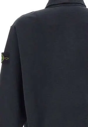 Stone Island Logo Patch Long-sleeved Polo Shirt - Navy Blue