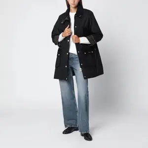 Barbour Tartanlined Waxed Trench Coat - Black