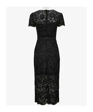 SELF-PORTRAIT Color-block Lace Collar Midi Dress