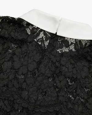 SELF-PORTRAIT Color-block Lace Collar Midi Dress