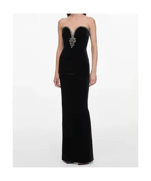 SELF-PORTRAIT Long Velvet Dress