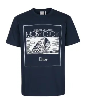 Dior T-shirt With Book Cover Embroidery And Print, Relaxed Fit - Navy Blue