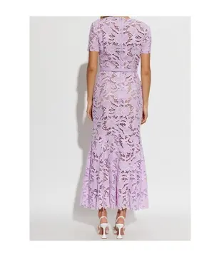 SELF-PORTRAIT Belted Floral-lace Midi Dress