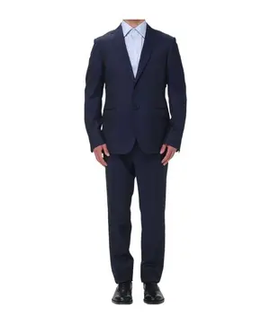 Zegna Long-sleeved Suit Jacket And Trousers Two-piece Set - Nav