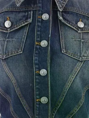 Matieres Fecales Fringed Peplum Denim Jacket