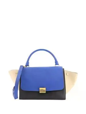 Celine Tricolor Trapeze Bag Leather Small Satchel - Black
