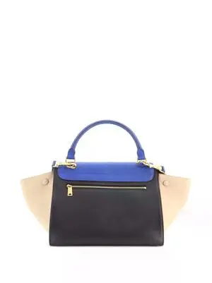 Celine Tricolor Trapeze Bag Leather Small Satchel - Black